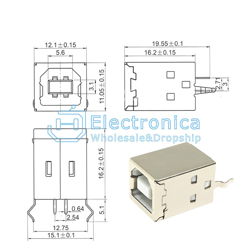USB B Female PCB Connector-JH B2B Wholesale&Dropship Online Store